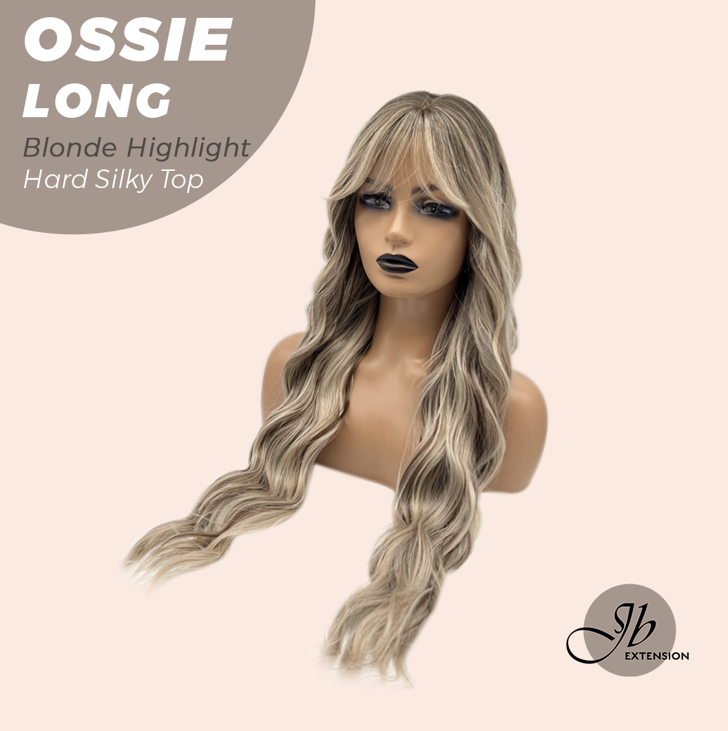 JBEXTENSION 28 Inches Scalpiana Long Wave Blonde Highlight 3.5X4 Hard ...